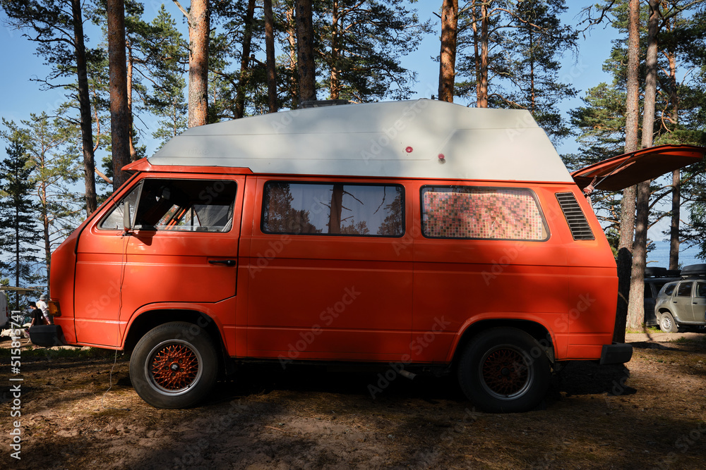 Leningrad Region, Russia - June 2022. Stylish red retro Volkswagen ...