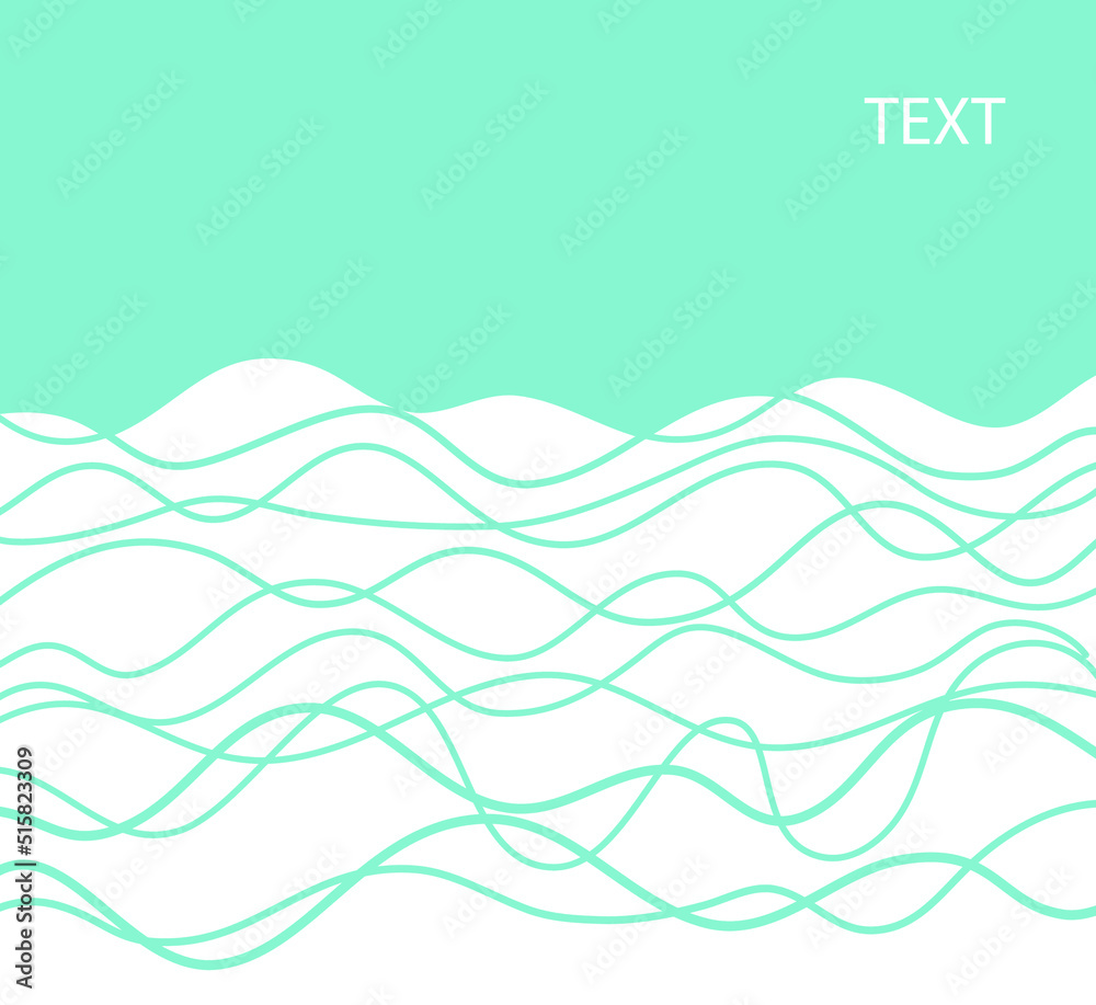 Abstract sea waves outline vector graphic poster illustration. Sea ...