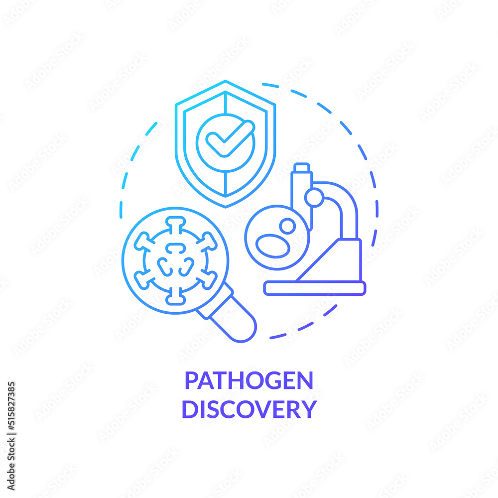 Pathogen discovery blue gradient concept icon. Virus assessment. Pandemic preparedness effort ...