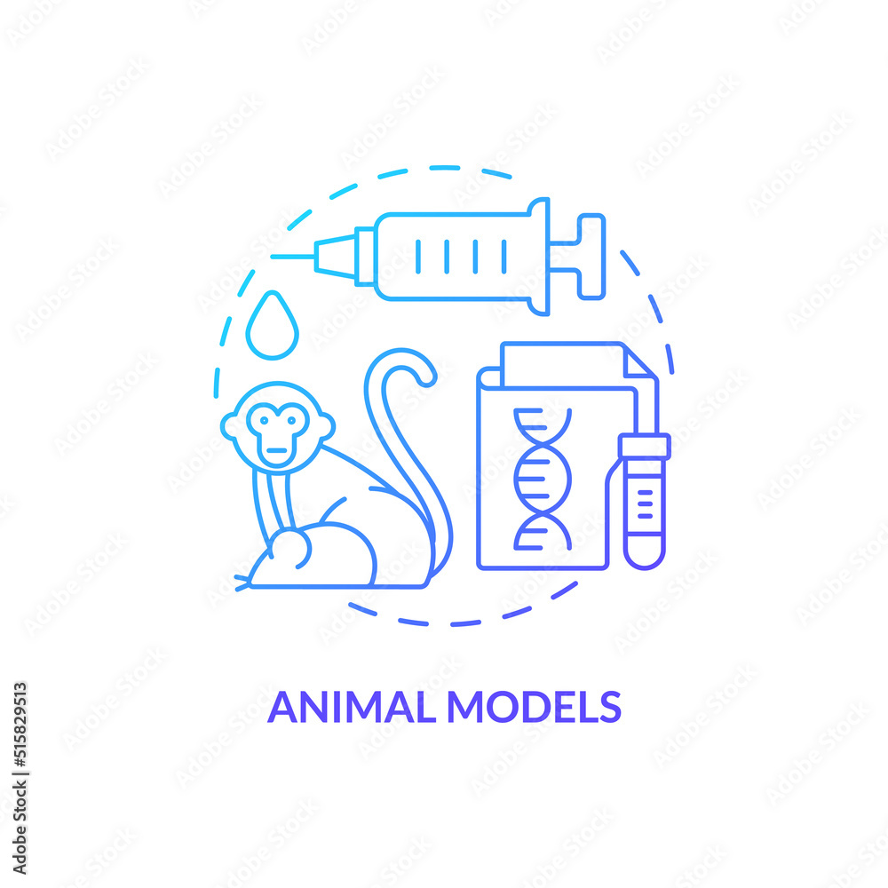 Animal models blue gradient concept icon. Experimental models. Pandemic preparedness preclinical ...