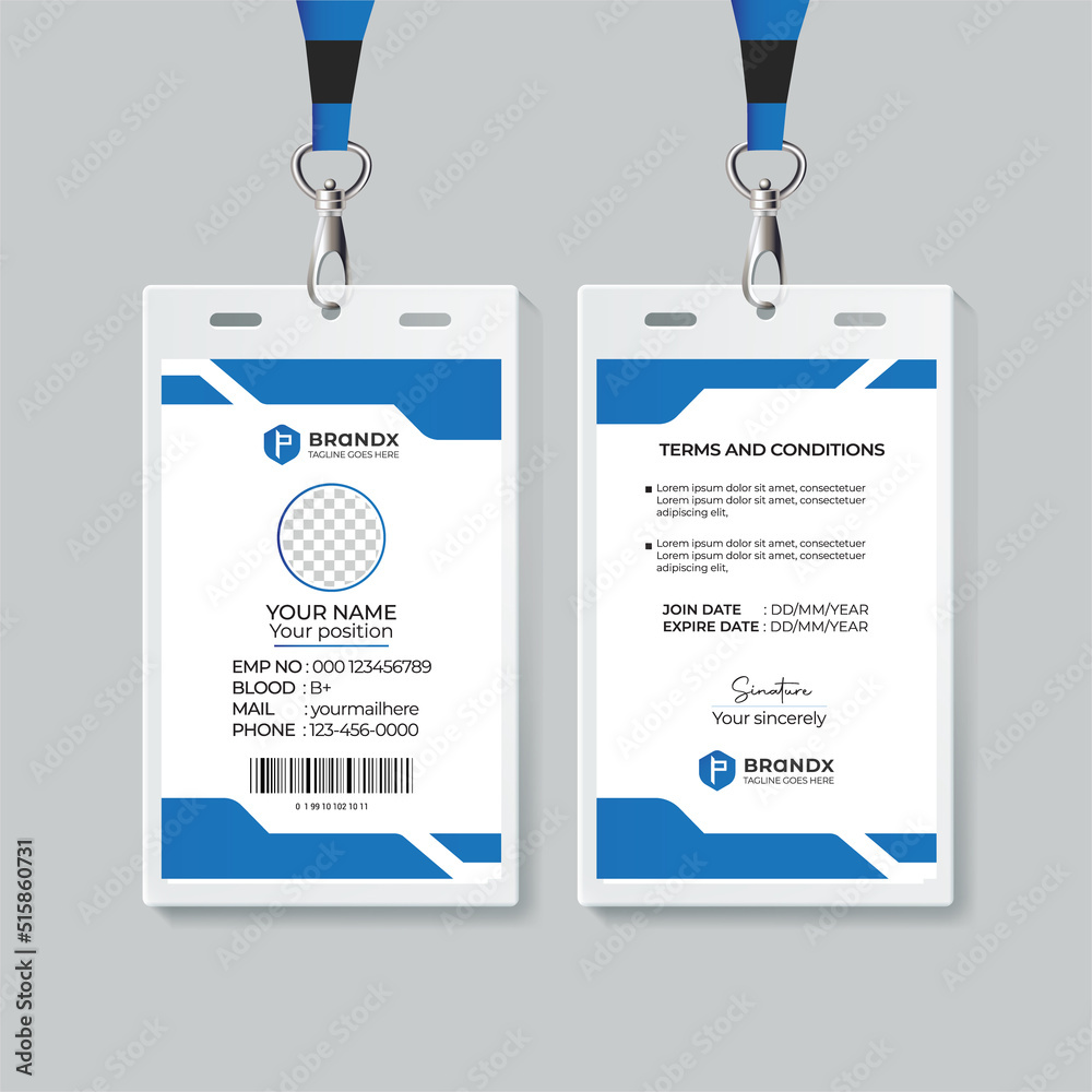 Modern identity Employee Abstract professional corporate office Id card ...