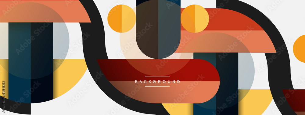 Round geometric shapes lines and circles. Vector template for wallpaper ...