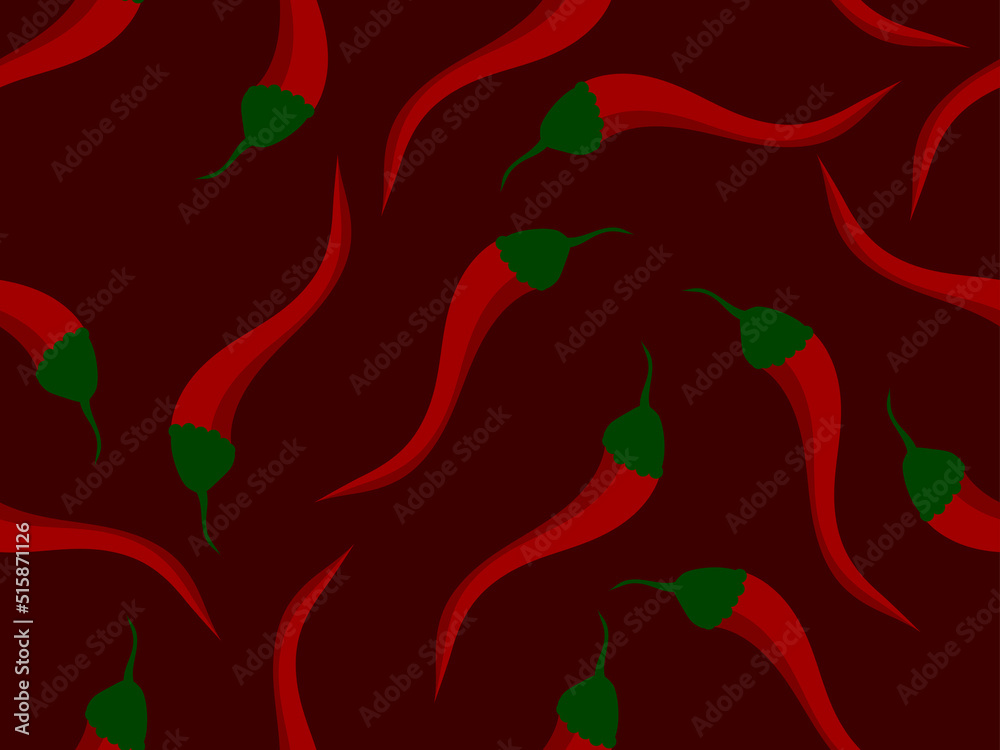 Red chili peppers seamless pattern. Spicy spice for dishes, hot chili ...