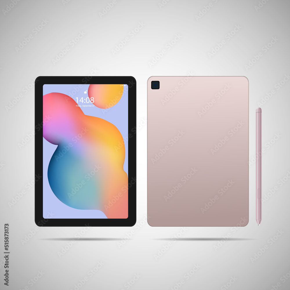 Realistic tablet PC. Vector illustration in trendy thin frame design ...