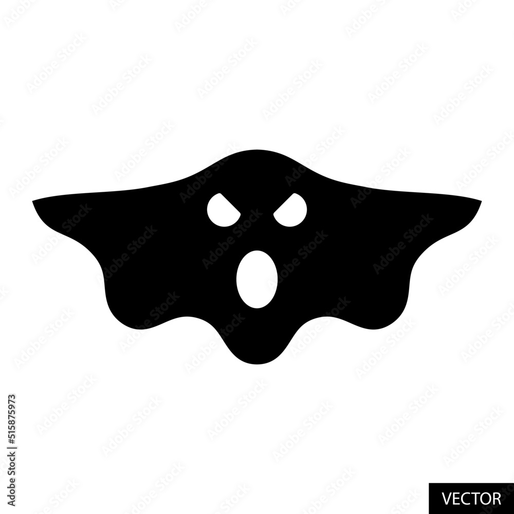 Scary ghost silhouette vector icon for website, app, UI, isolated on ...