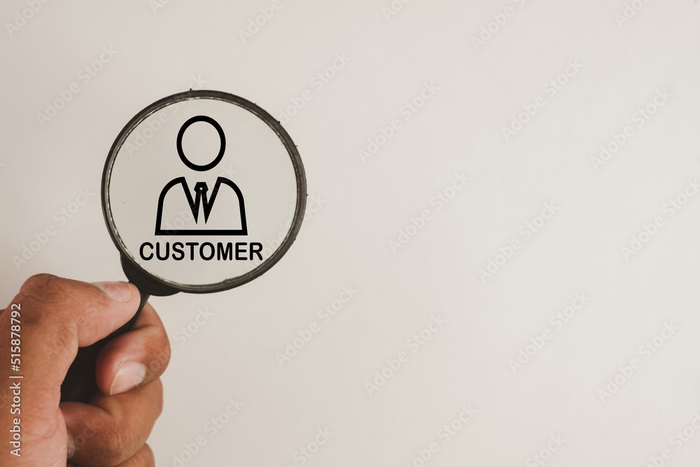 Find Your Customer concept.,Photo of Hand holding magnifying glass on ...