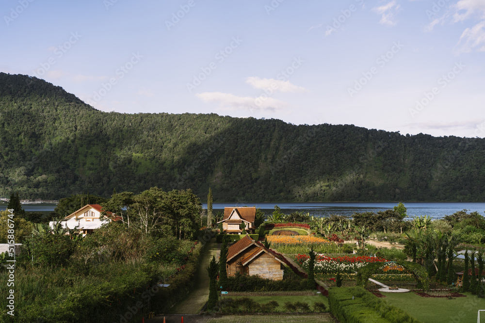 Landscapes of Bali. The mountainous area of Bedugul, view of the rice ...