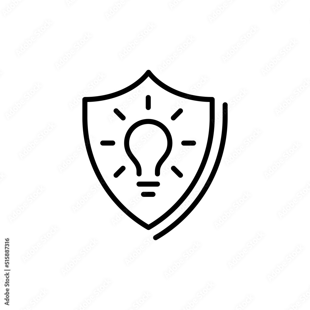 protect intellectual property, private patent icon, lightbulb with ...