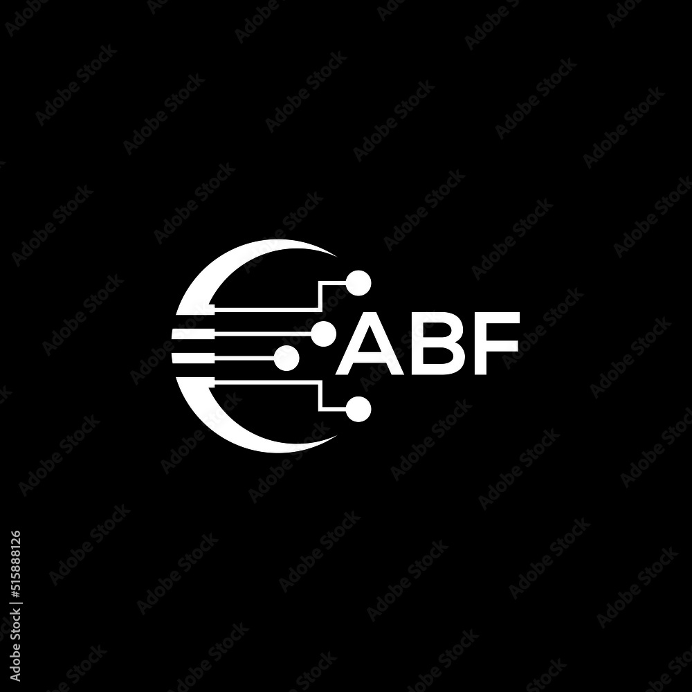 ABF technology letter logo on black background ABF alphabet technology ...