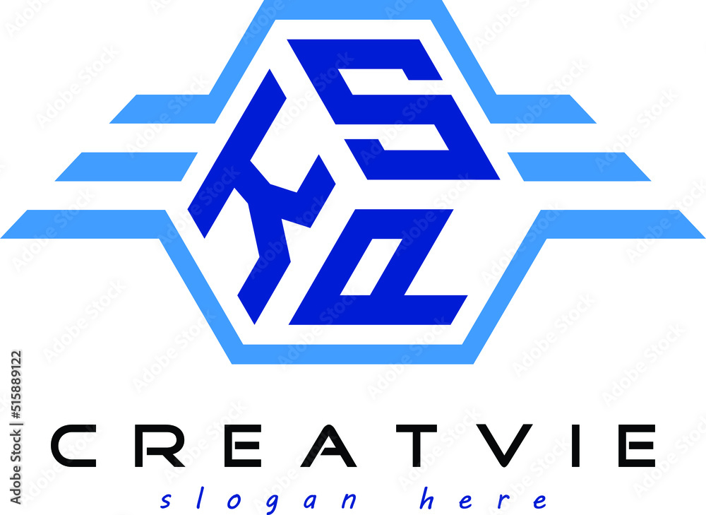 KSP three letter geometrical wings logo design vector template ...