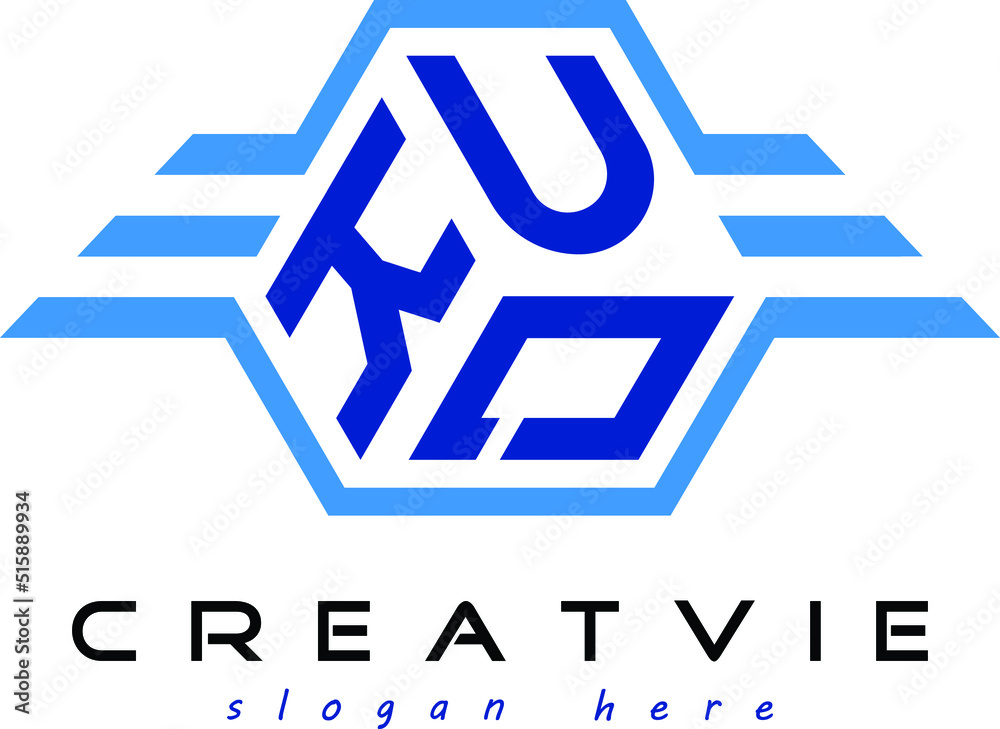 KUD three letter geometrical wings logo design vector template ...