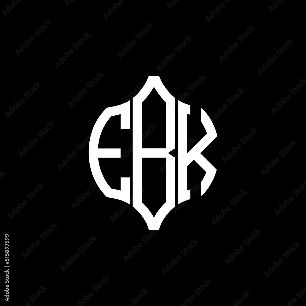 EBK letter logo. EBK best black background vector image. EBK Monogram ...