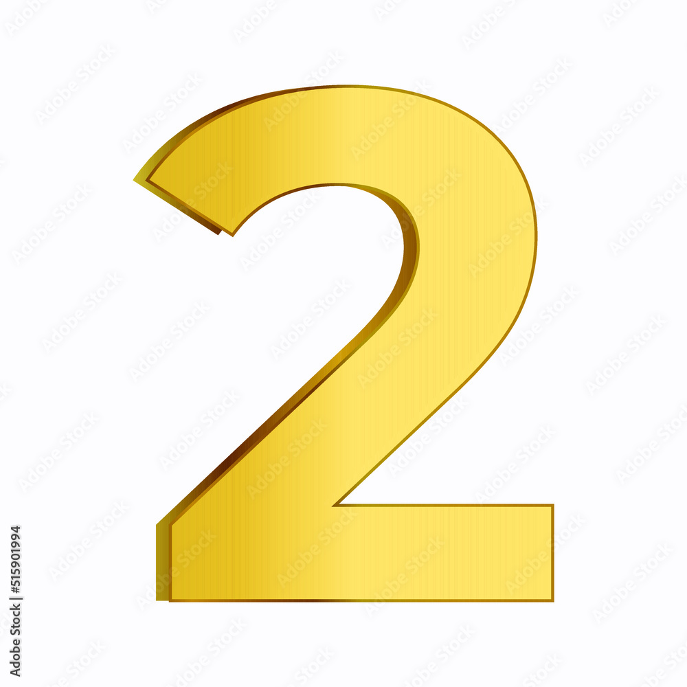 Number 2 Vector Gold Gradient Color Free Vector Png Stock Vector ...