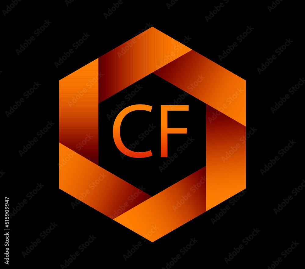 CF letter logo design on Black background. Initial Monogram Letter CF ...