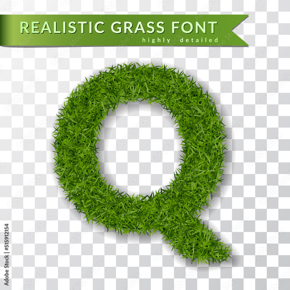 Grass letter Q, alphabet 3D design. Capital letter text. Green font ... Grass letter Q, alphabet 3D design. Capital letter text. Green font ...