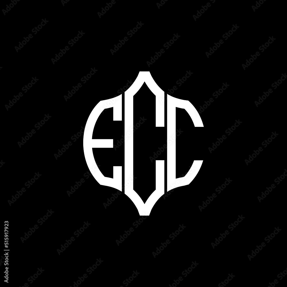 ECC letter logo. ECC best black background vector image. ECC Monogram ...