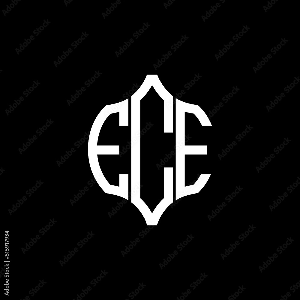 ECE letter logo. ECE best black background vector image. ECE Monogram ...