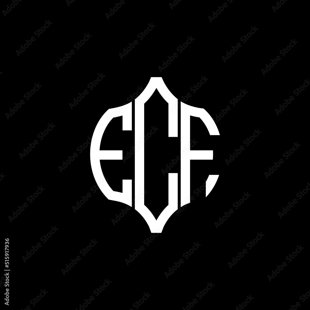 ECF letter logo. ECF best black background vector image. ECF Monogram logo design for ...