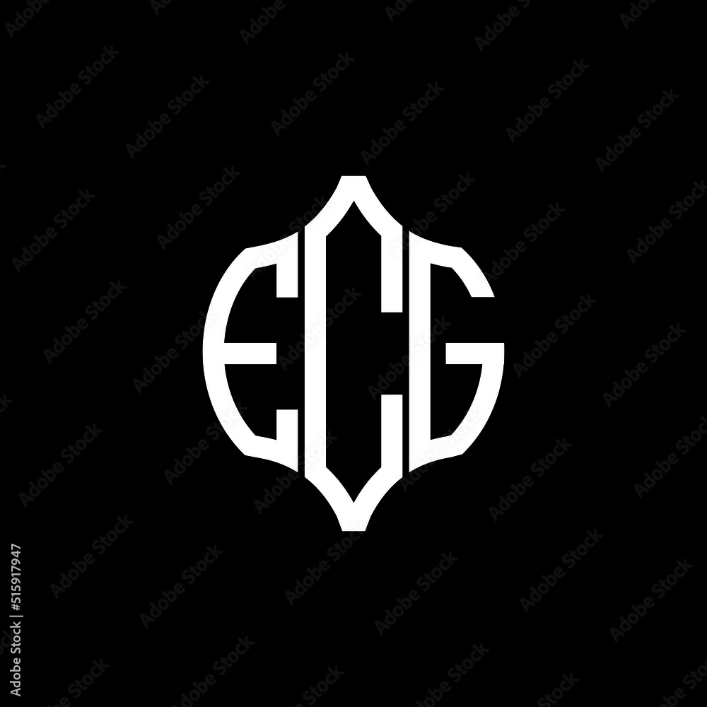 ECG letter logo. ECG best black background vector image. ECG Monogram ...