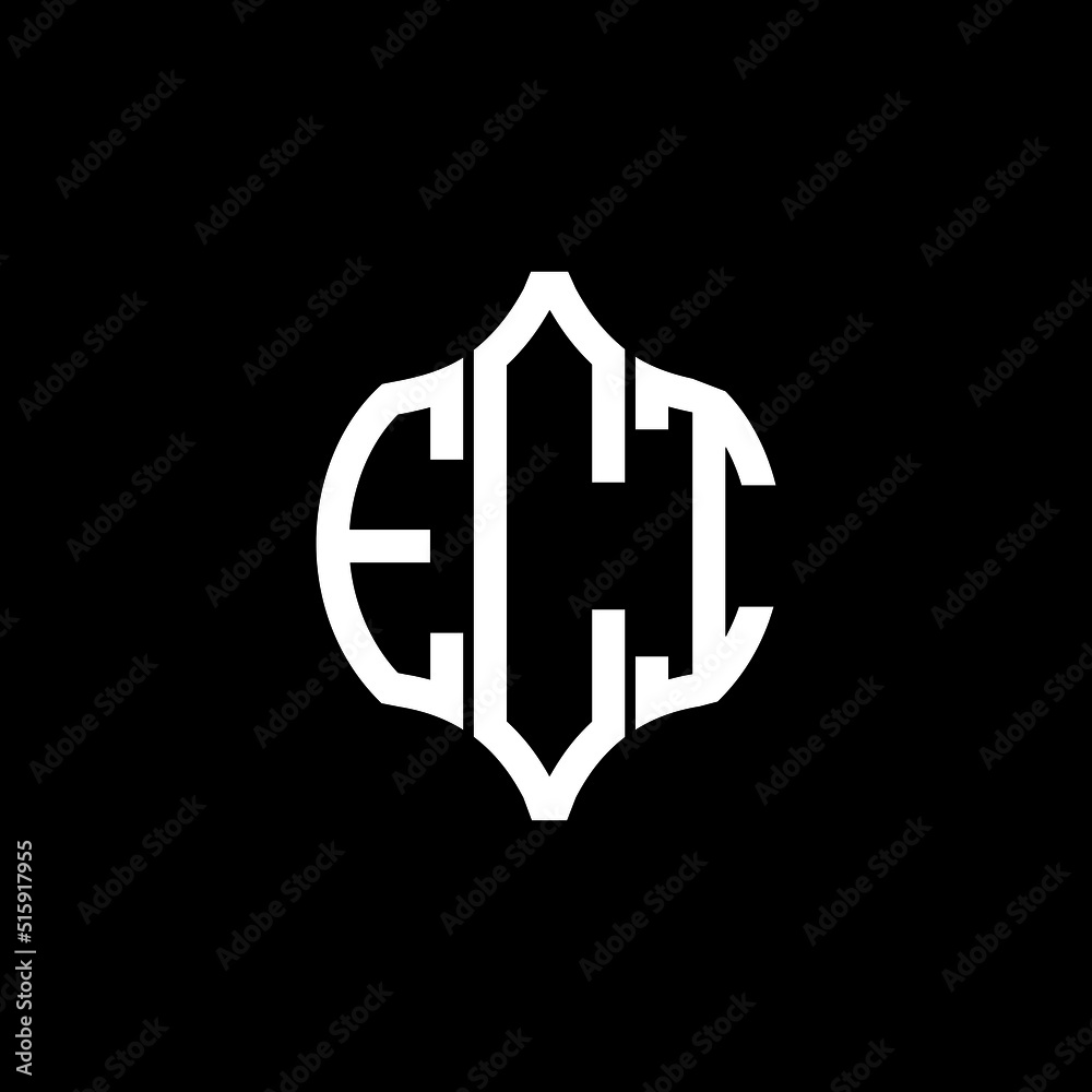 ECI letter logo. ECI best black background vector image. ECI Monogram ...