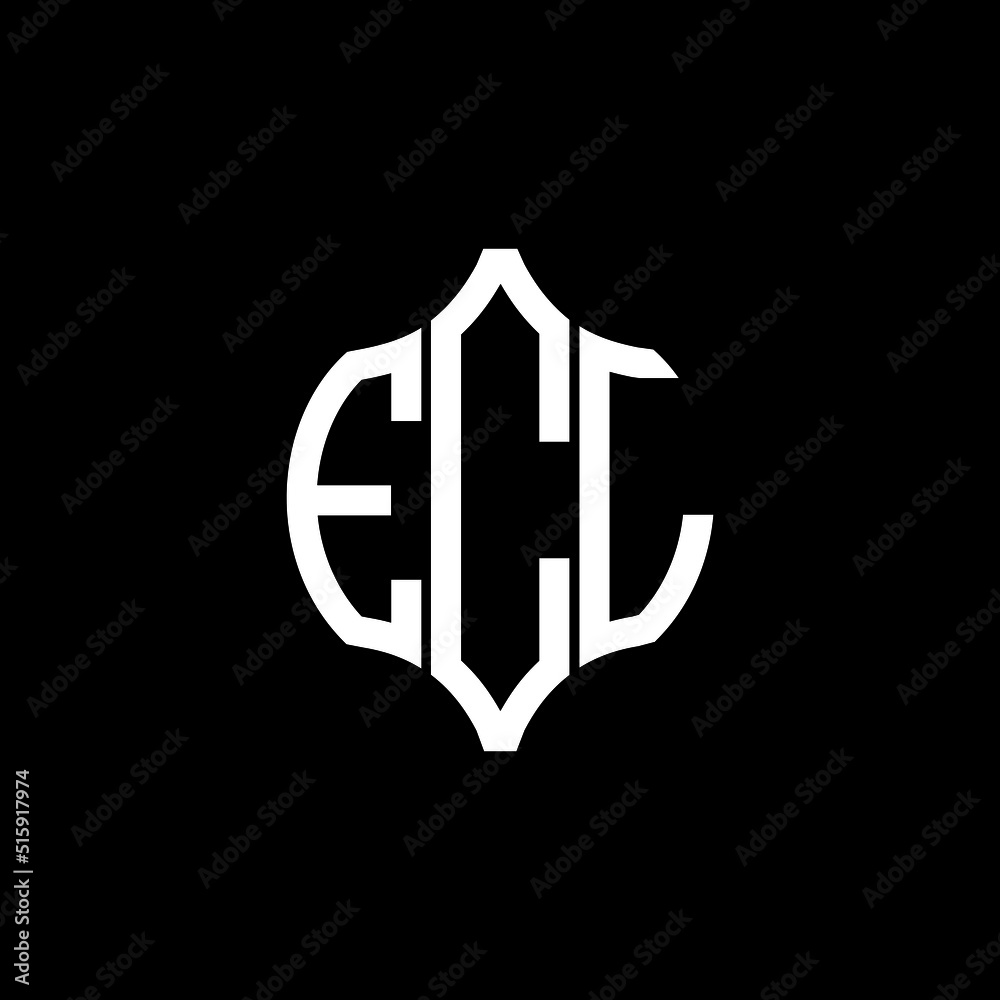 ECL letter logo. ECL best black background vector image. ECL Monogram ...