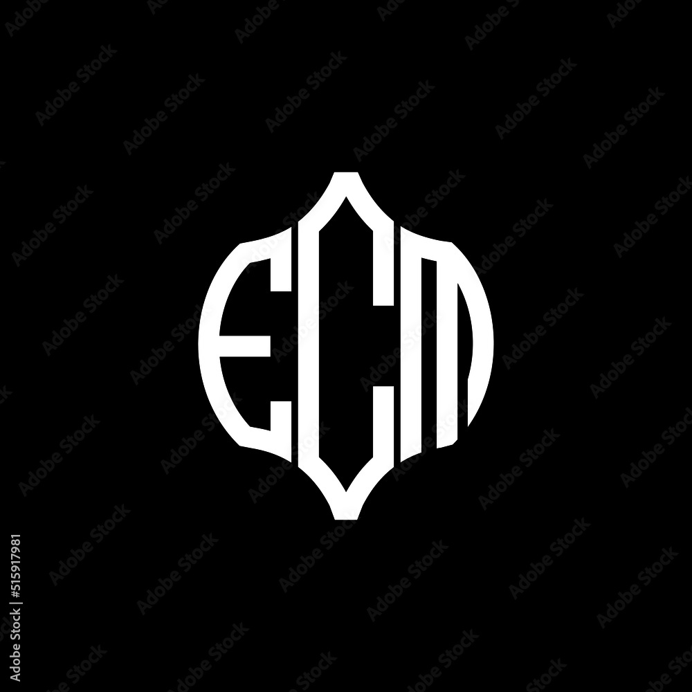 ECM letter logo. ECM best black background vector image. ECM Monogram ...