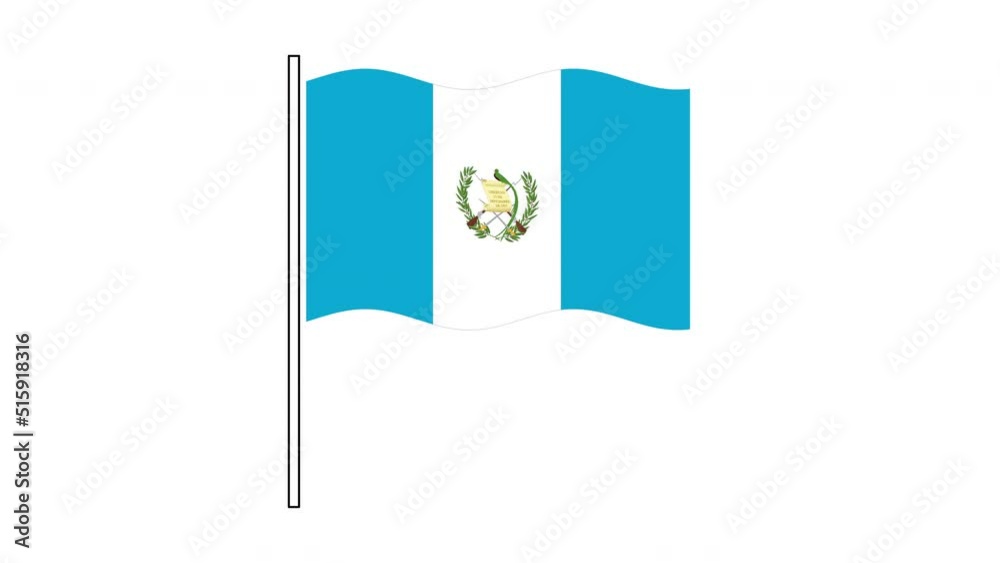 Guatemala flag seamless loop animation. Waving flag on black background ...