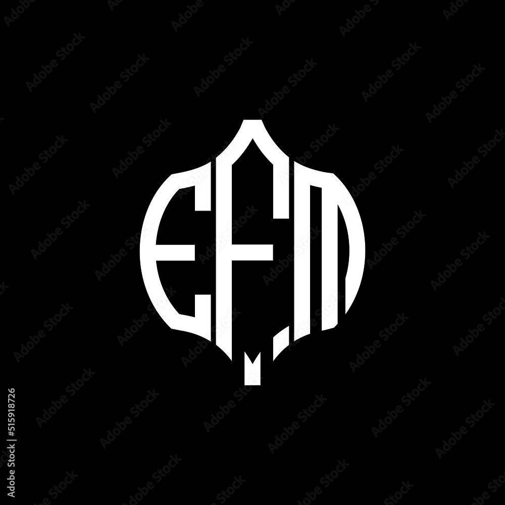 EFM letter logo. EFM best black background vector image. EFM Monogram ...