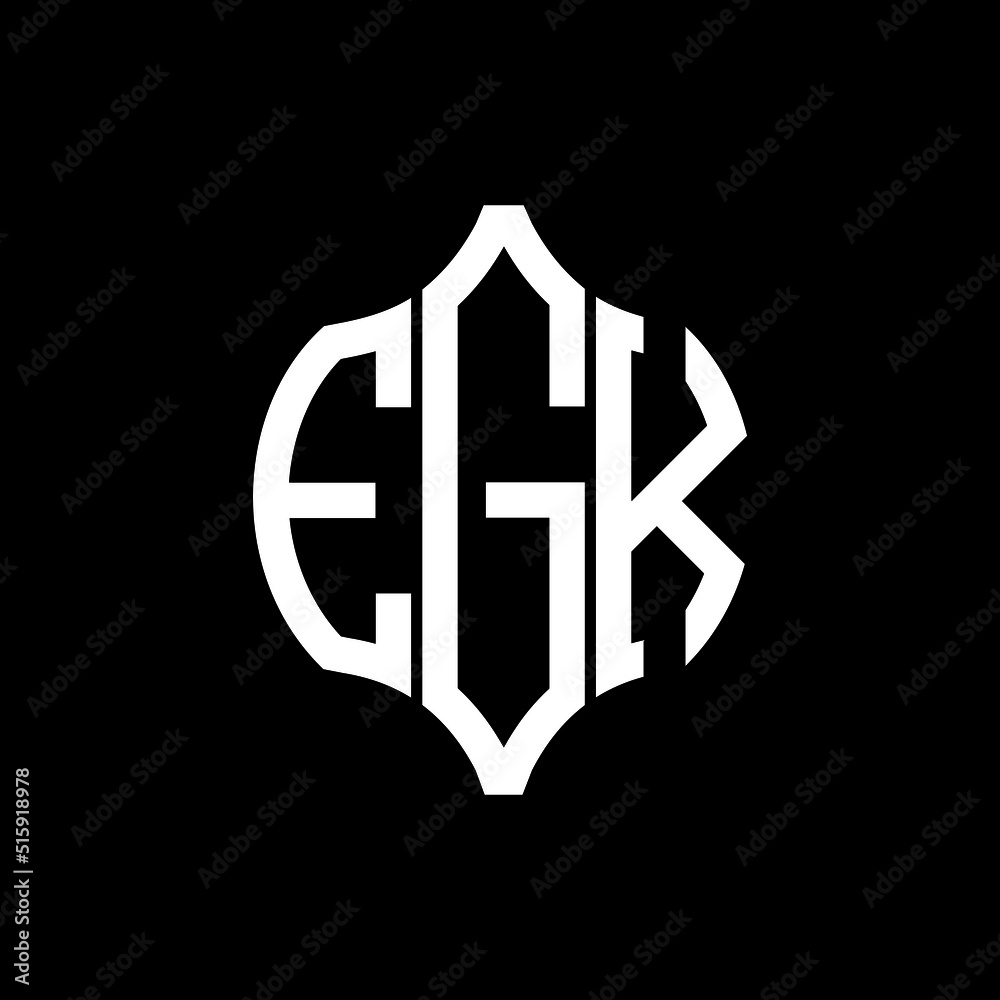 EGK letter logo. EGK best black background vector image. EGK Monogram ...