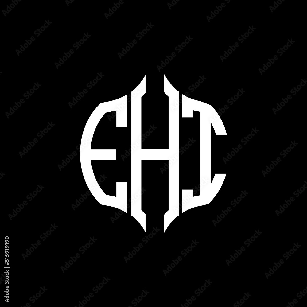 EHI letter logo. EHI best black background vector image. EHI Monogram logo design for ...
