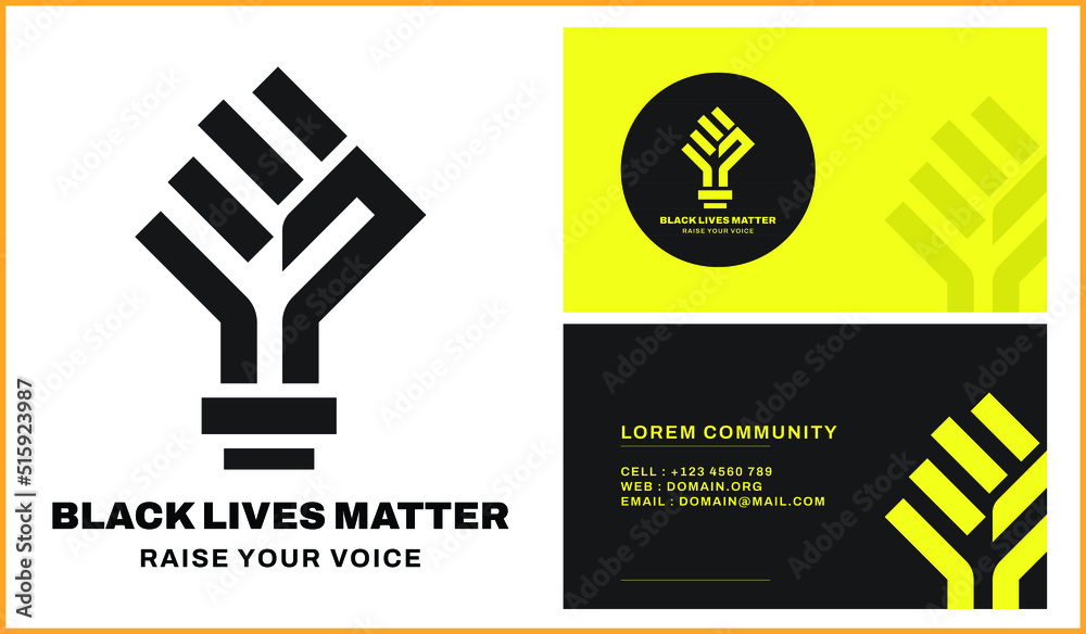 Black lives matter logo or protest logo vector with business card ...