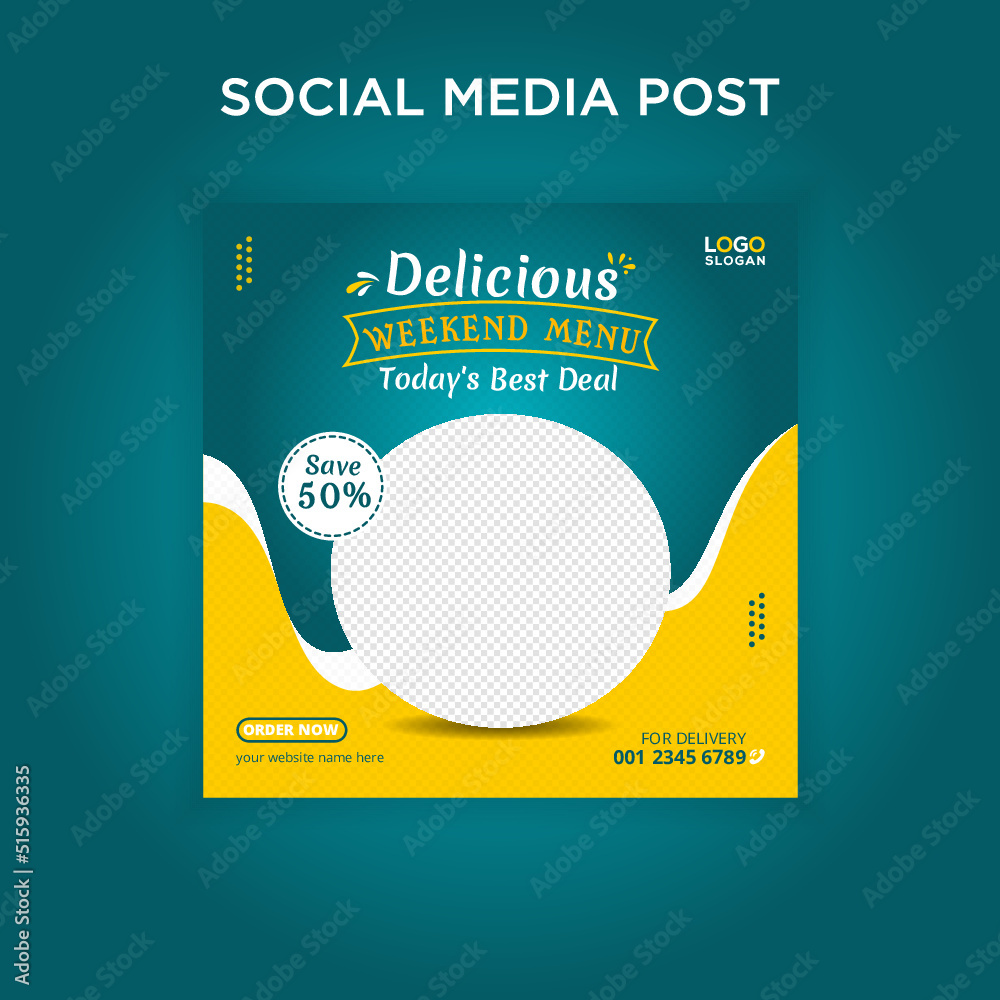 Delicious weekend menu banner social media post Stock Vector | Adobe Stock