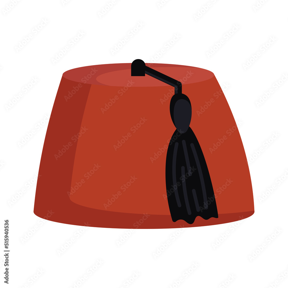 Fez hat vector illustration icon. Turkish symbol cap and muslim ...