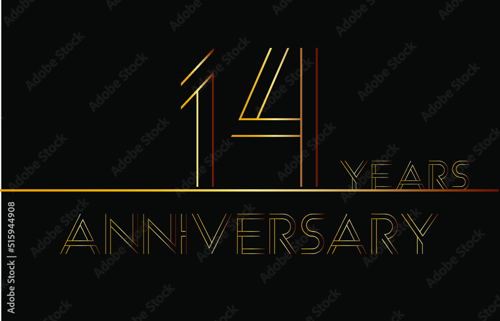 14 years anniversary. Banner to celebrate special date in the form of ...