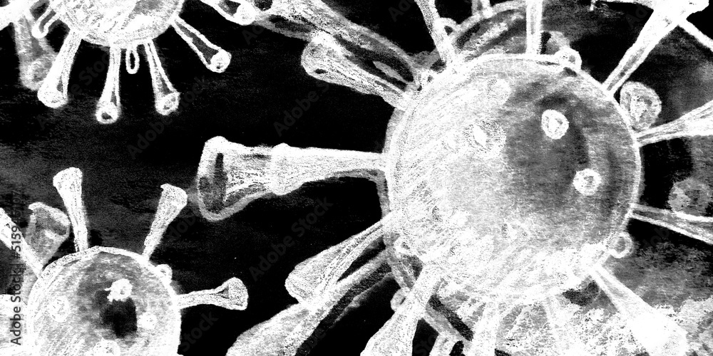 Bacteria Draw. Black Cancer Germs. Silver Hygienic Bacteria. Bacterium ...