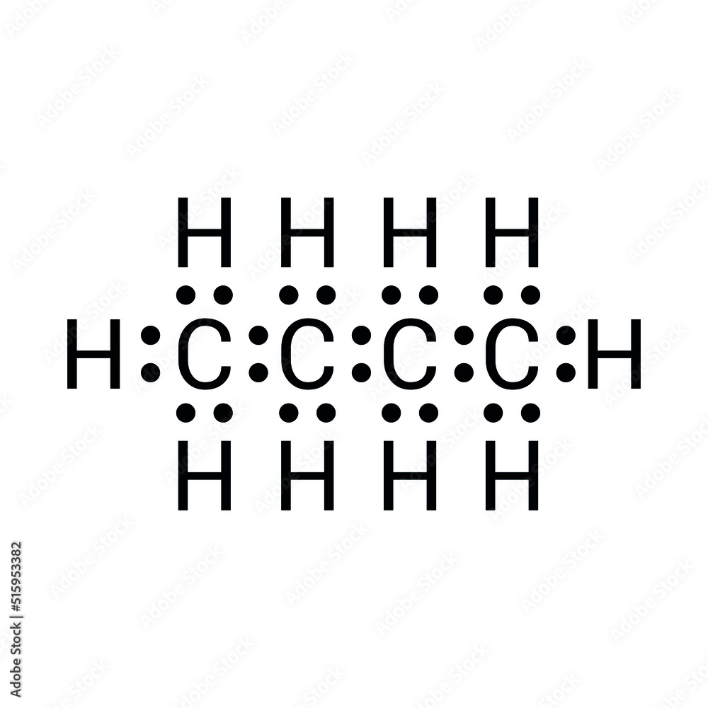 lewis dot structure of butane C4H10 Stock Vector | Adobe Stock