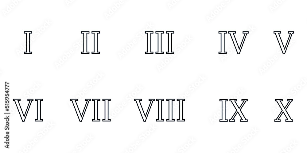 Roman numerals chart vector illustration isolated on white background ...
