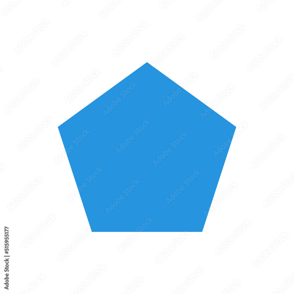 2D pentagon shape in mathematics. Blue pentagon shape drawing for kids ...