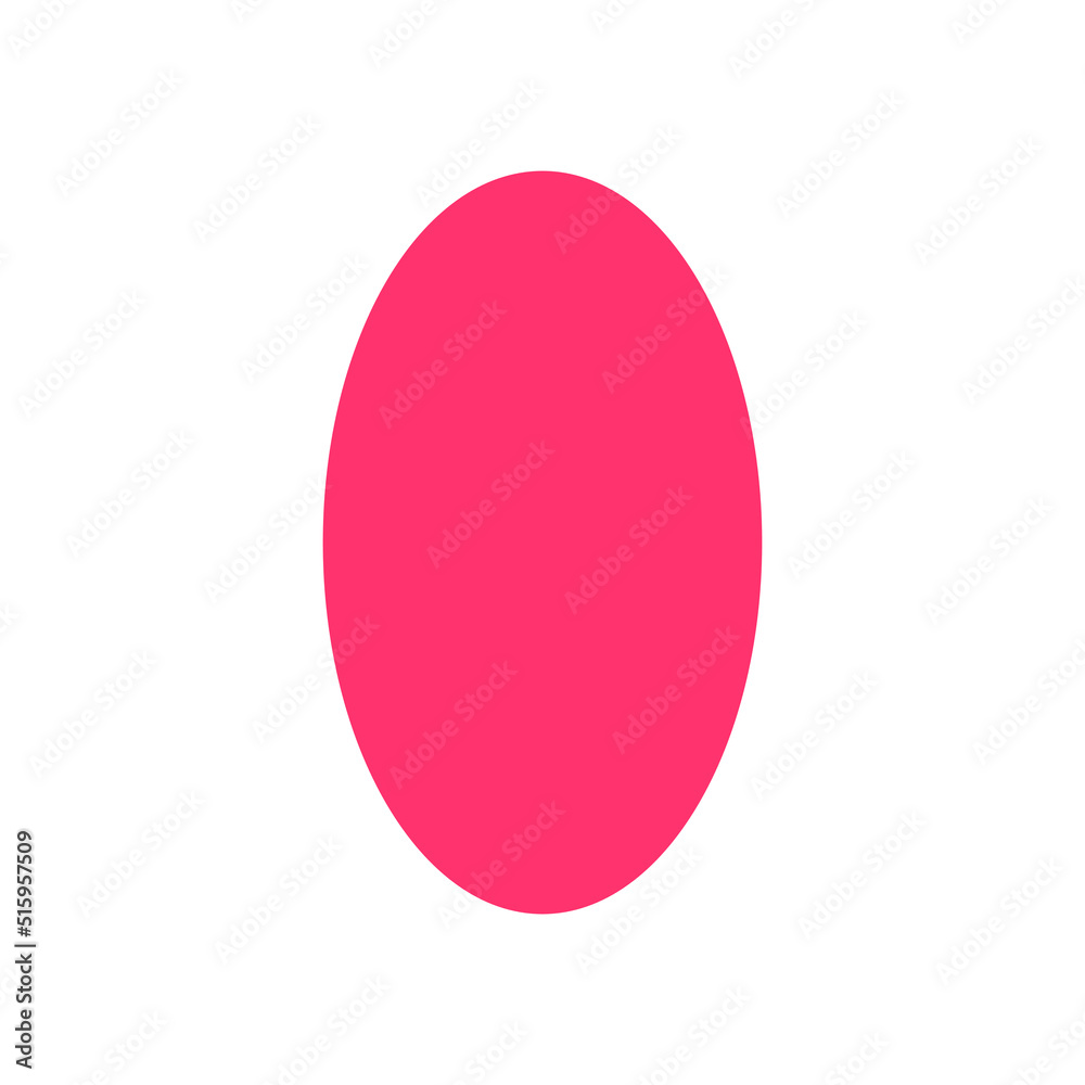 2D oval shape in mathematics. Red oval shape drawing for kids isolated ...