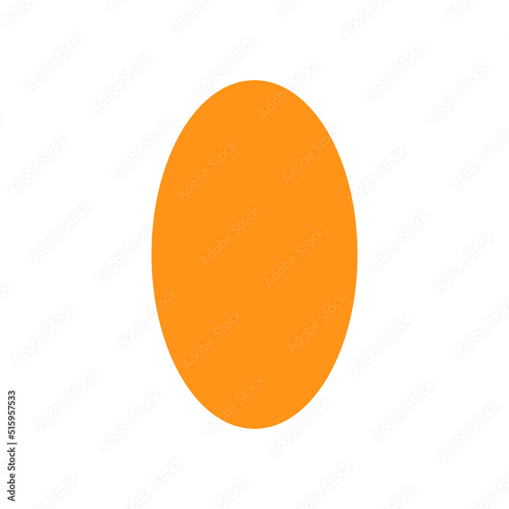 2D oval shape in mathematics. Orange oval shape drawing for kids isolated on white background ...