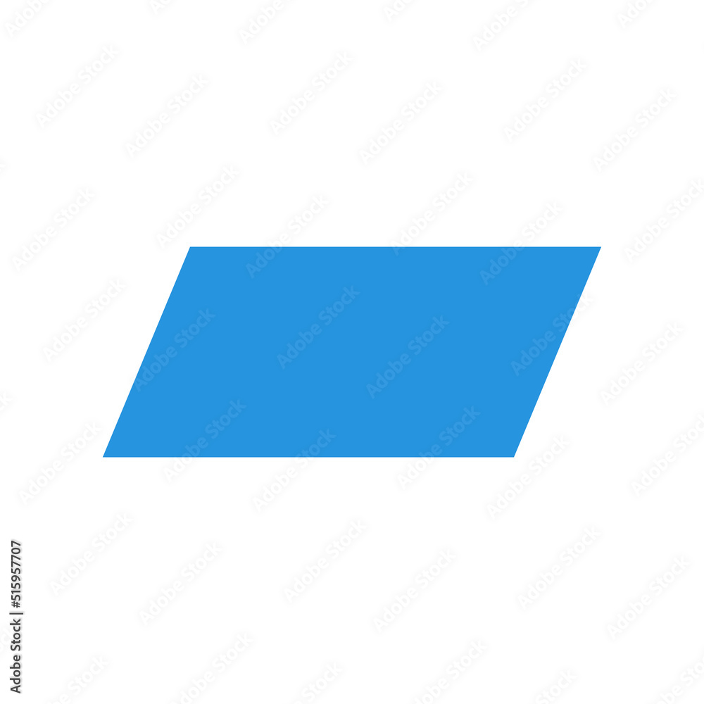 2D parallelogram shape in mathematics. Blue parallelogram shape drawing ...