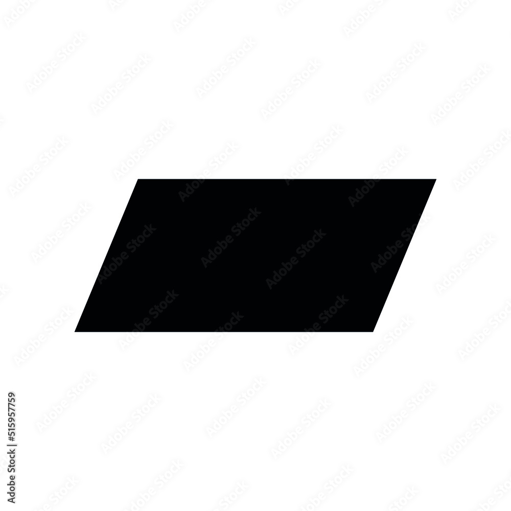 2D parallelogram shape in mathematics. Black parallelogram shape ...