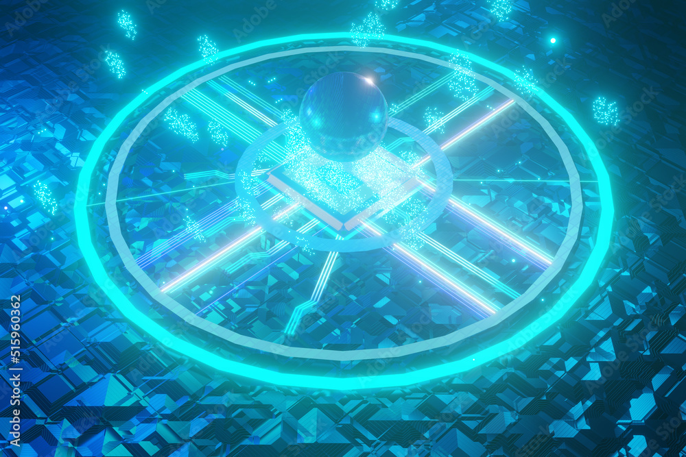 turned quantum cube on CPU and microchip . Central Computer Processors ...