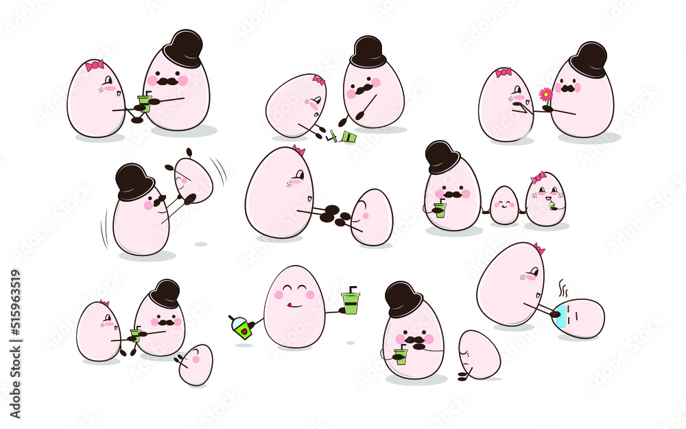 egg family cartoon, Vector Illustration Isolated On White Background ...