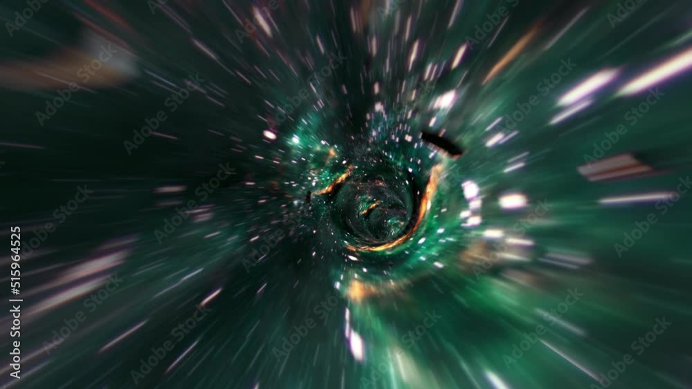 Abstract loop hyperspace grunge green tunnel wormhole background. Space ...