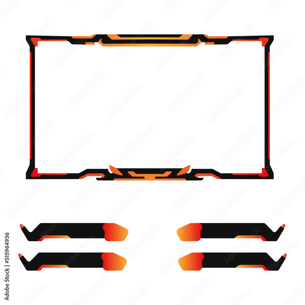 Modern live stream overlay frame and lower third banners set design ...
