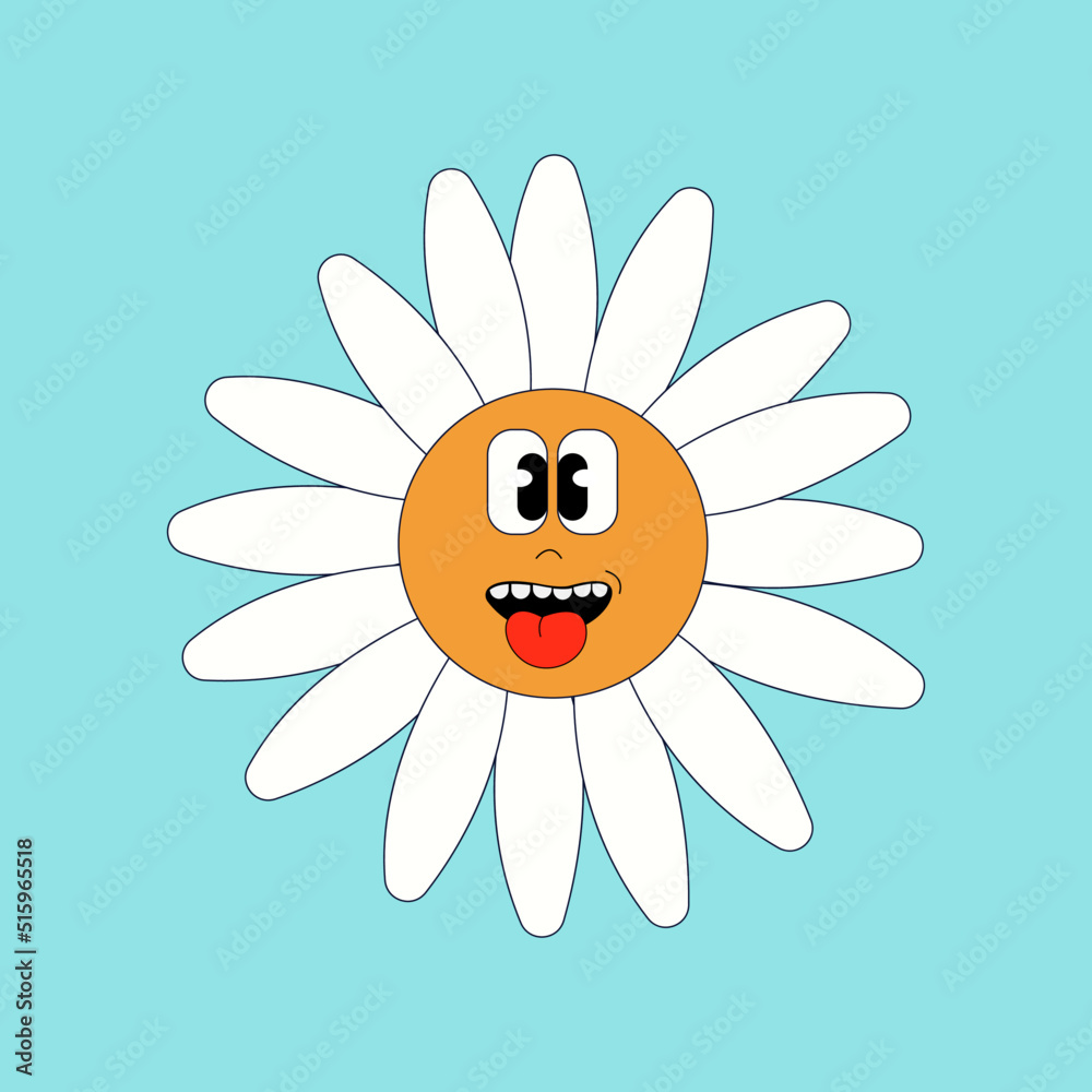 daisy smile flower yellow smile Melting Streetwear Design Black and ...