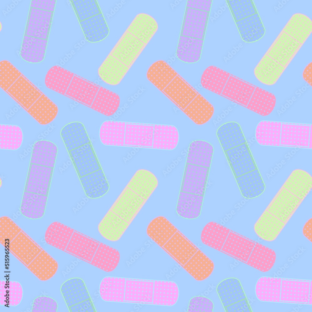 Medicine plaster seamless cartoon patch pattern for clothes print and ...
