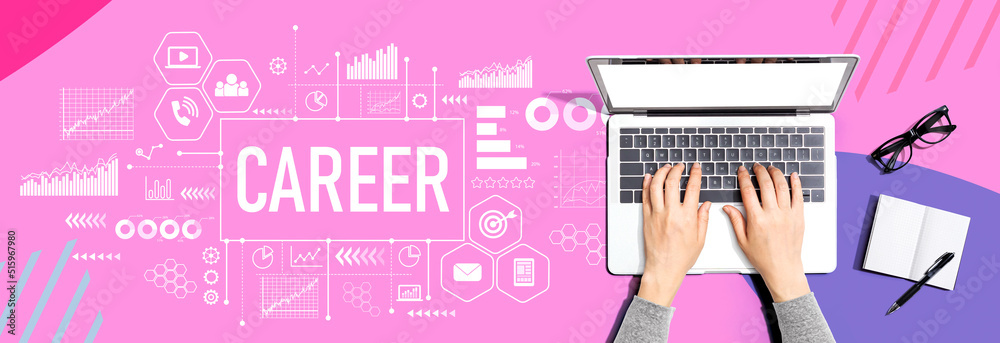 Career theme with person using a laptop computer Stock Photo | Adobe Stock