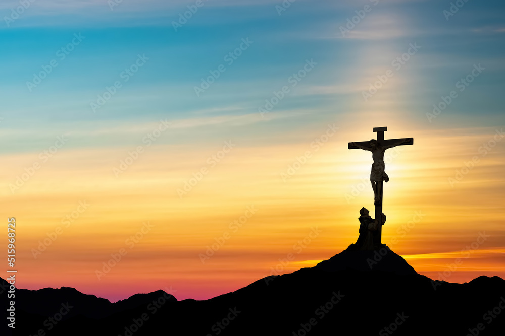 Jesus Christ statue against beautiful sky background Stock Photo ...